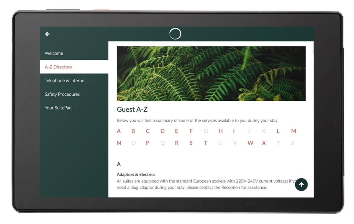 SuitePad In-Room Tablet — Digital Guest Directory